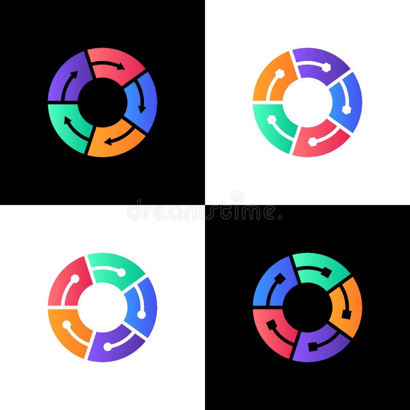 Set of Four Circle Vector Chart Infographic Templates. for ...