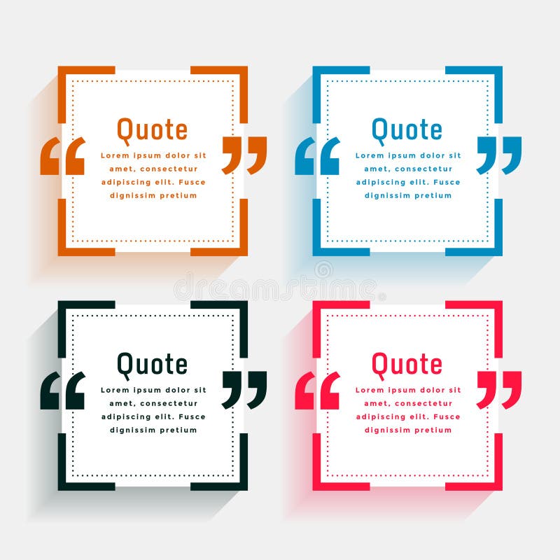 Set of Four Citation Double Comma Template Design Stock Vector ...