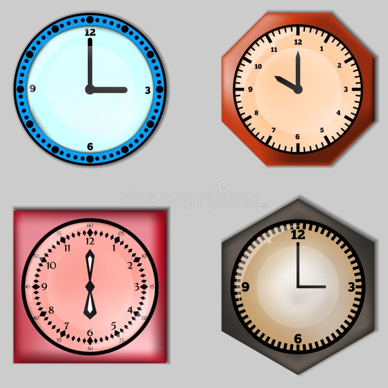 Four clocks stock illustration. Illustration of ring - 34943142
