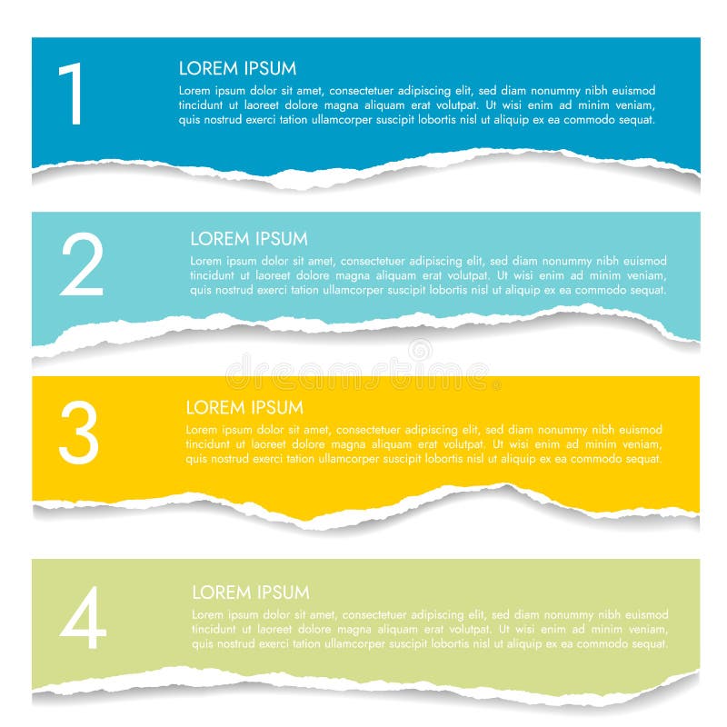 Infographics Torn Paper in Horizontal with 5 Data Template. Vector ...