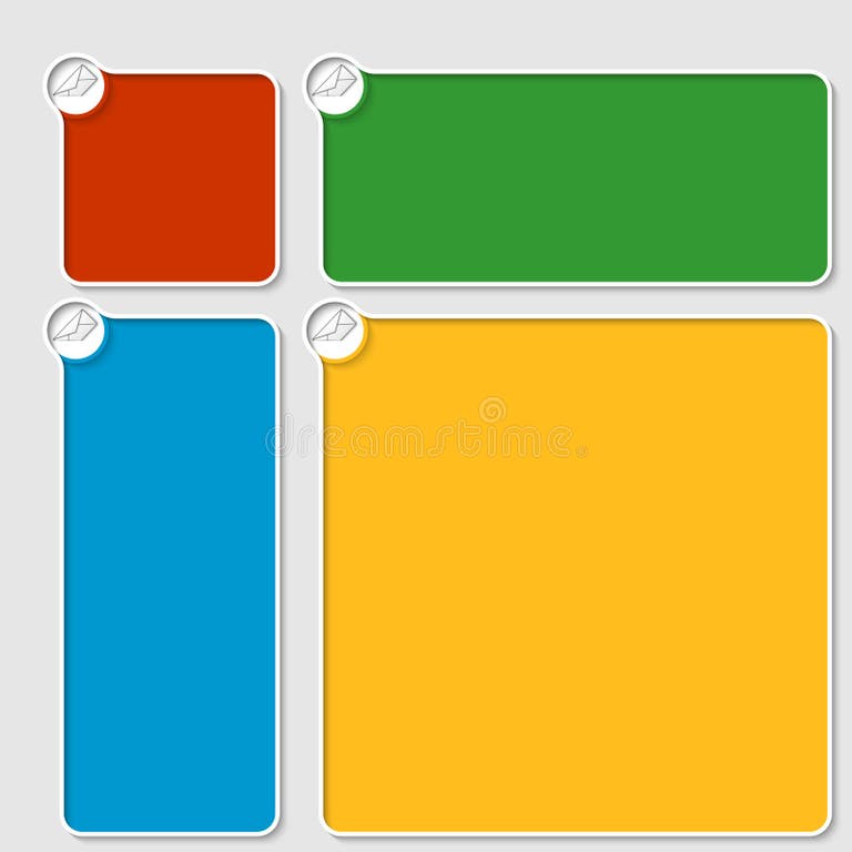 Set of four colored box stock vector. Illustration of empty - 34857631