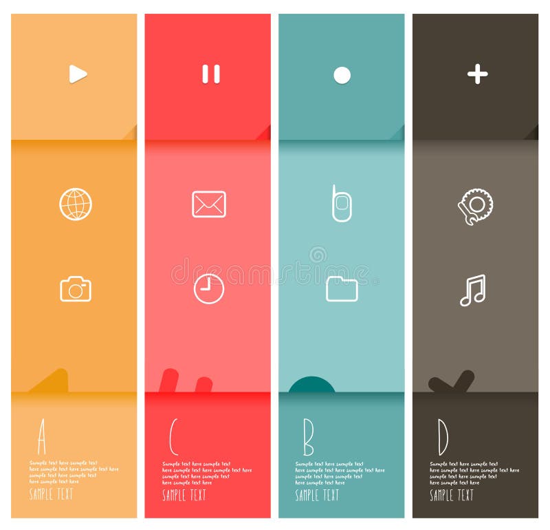 Four colored paper stripes stock vector. Illustration of design - 30091851