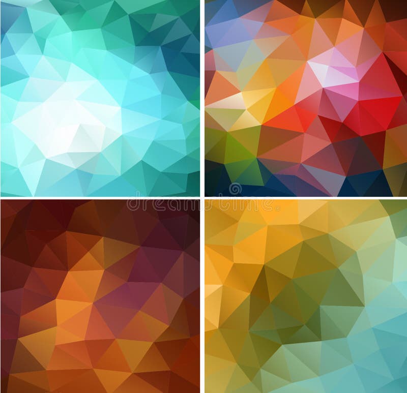 Set of Four Colorful Abstract Geometric Background Stock Vector ...