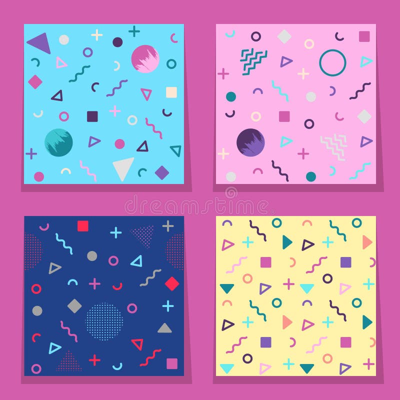 Set of Four Colorful Avant-garde Seamless Patterns Stock Illustration ...