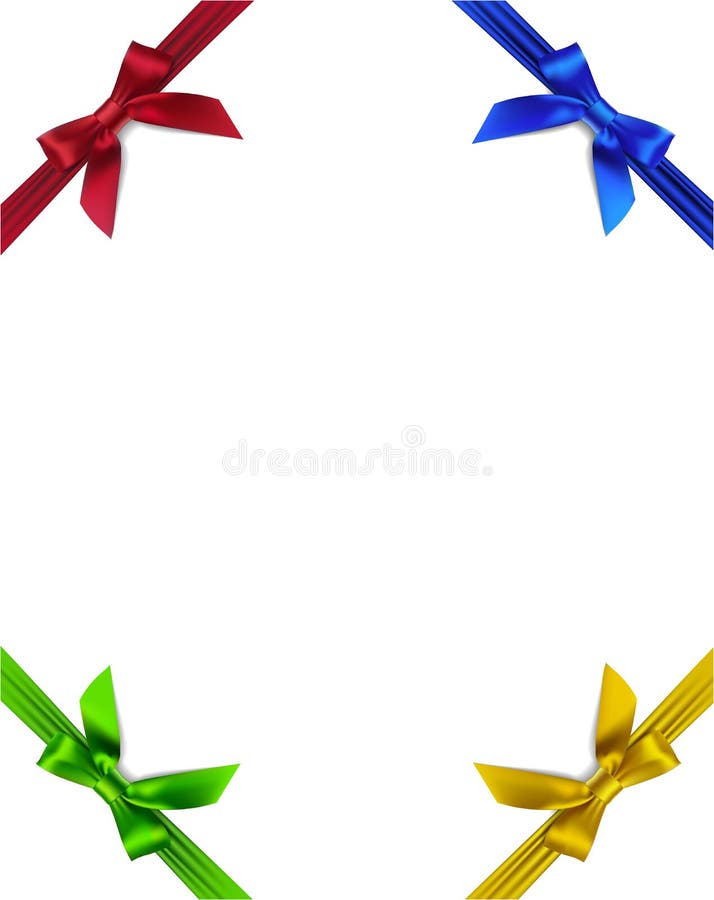 Set of Four Colorful Bows on the Corner with Frame Stock Vector ...