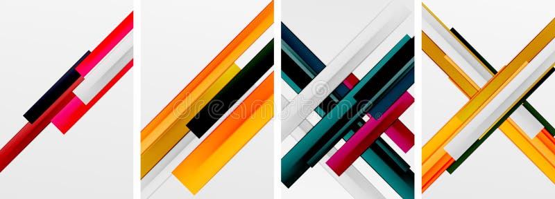A Set of Four Colorful Geometric Lines on a White Background Stock ...