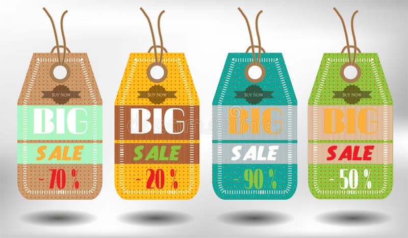 Set of Four Colorful, Hanging Stickers with Text Stock Vector ...