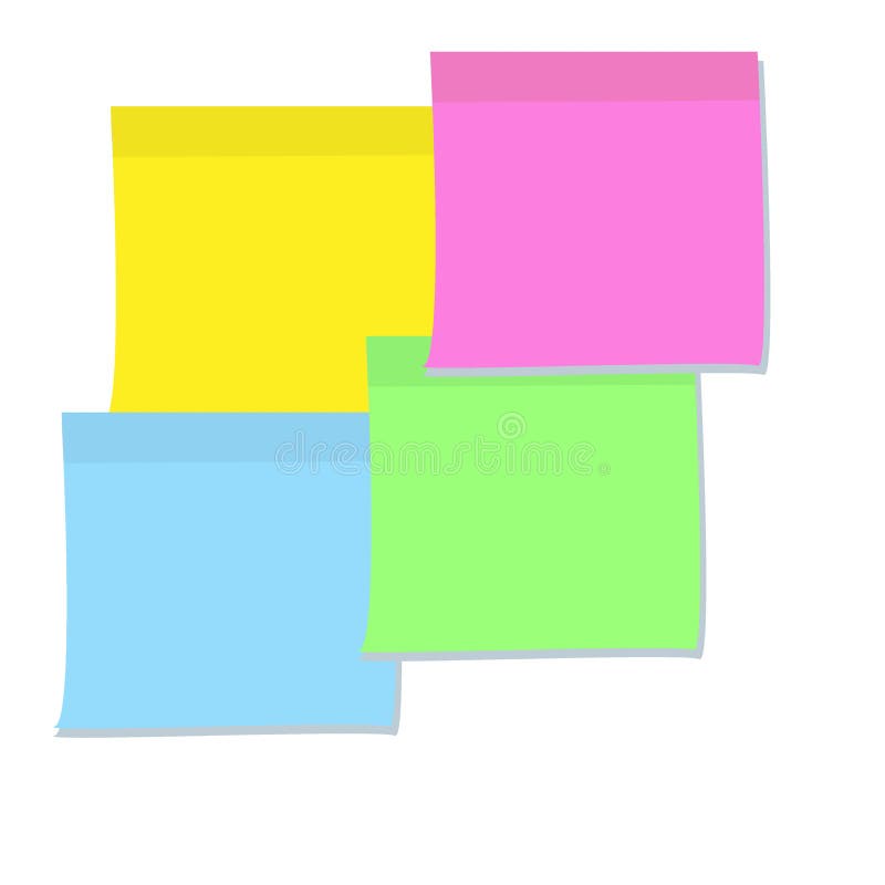 A Set of Four Colorful Note Paper Stickers. Colored Templates for Notes ...