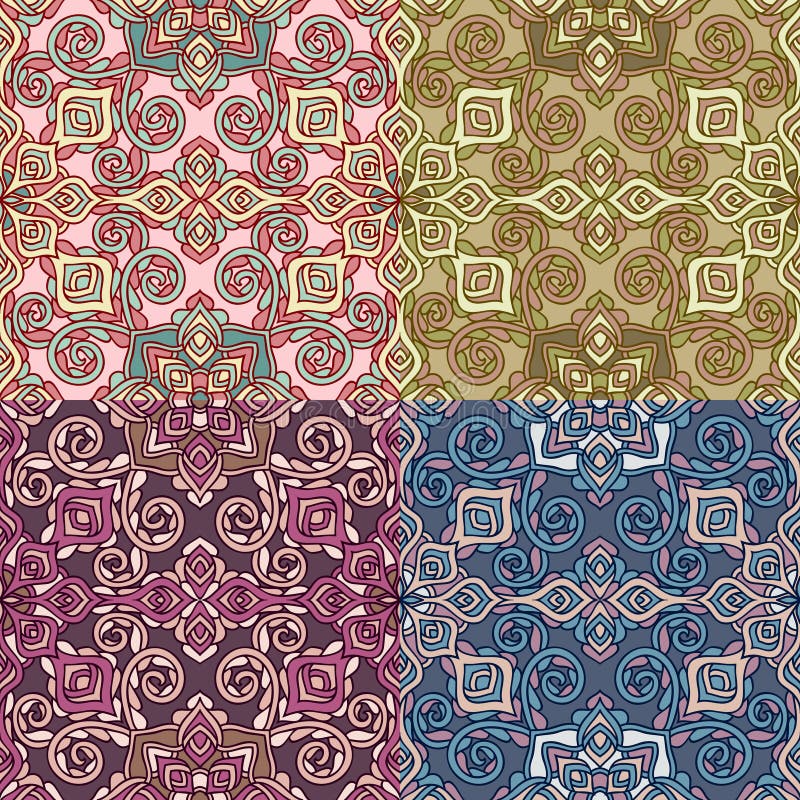 Set of Four Colorful Seamless Patterns. EPS-8. Stock Vector ...