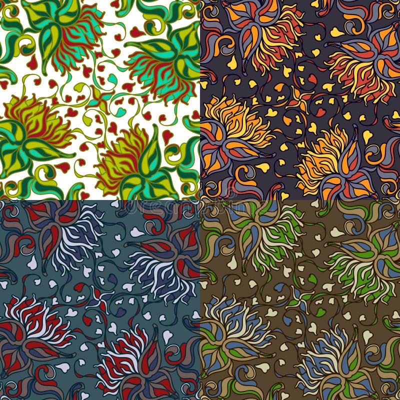 Set of Four Colorful Seamless Patterns. EPS-8. Stock Vector ...