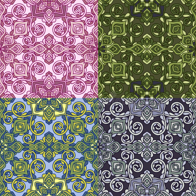 Set of Four Colorful Seamless Patterns. EPS-8. Stock Vector ...