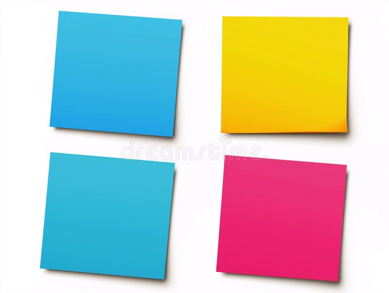 A Set of Four Colourful Sticky Notes, Each with a Different Colour ...