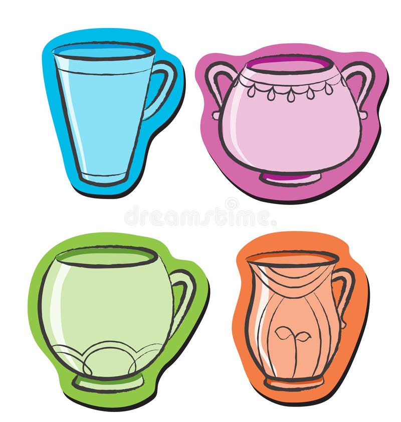 Set of four cups stock illustration. Illustration of graphic - 31414683