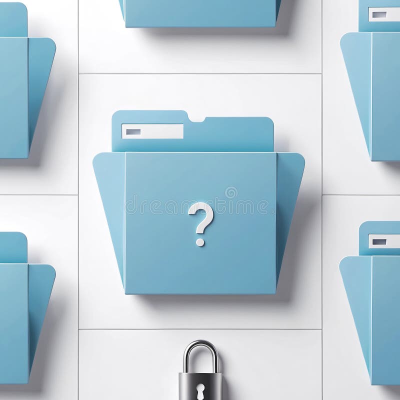 Set of Four 3D Blue Folder Icons with White Symbols Representing ...