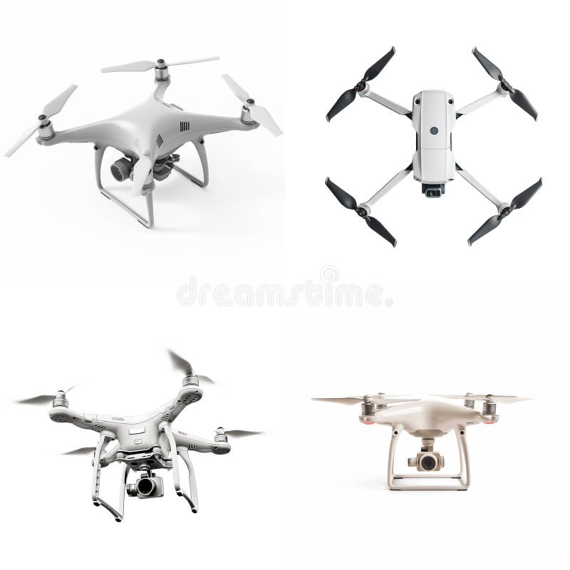 Quadcopter Drone Collection on Checkered Background Stock Illustration ...