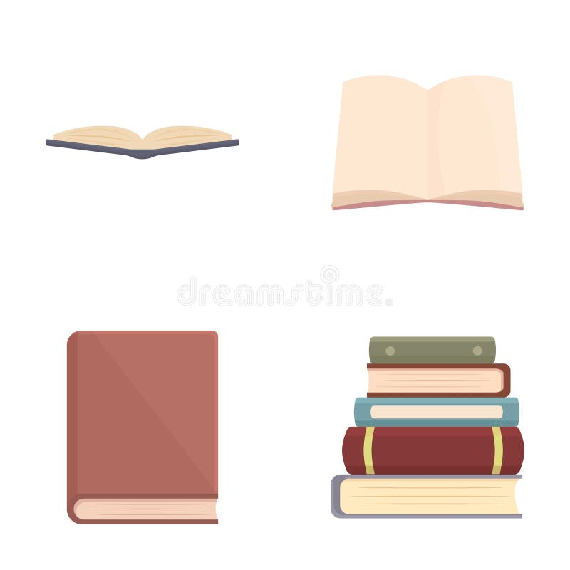 Set of Four Different Book Graphics, from a Single Book To a Stack of ...