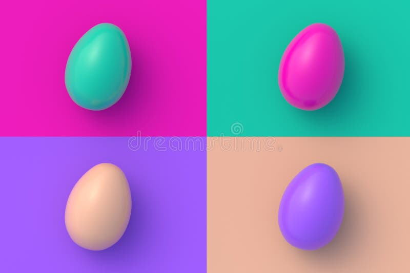 Set of Four Different Color Egg on Colorful Segmental Background Stock ...