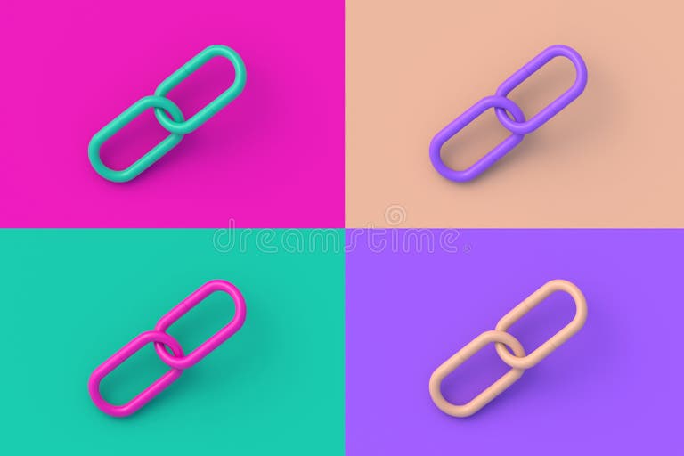 Set of Four Different Color Link Symbol on Colorful Segmental ...