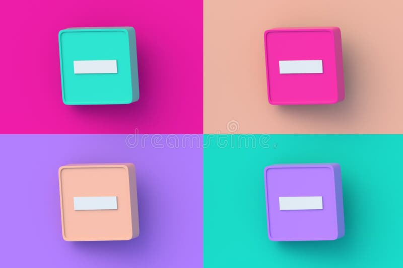 Set of Four Different Color Mathematical Symbol Minus on Colorful ...