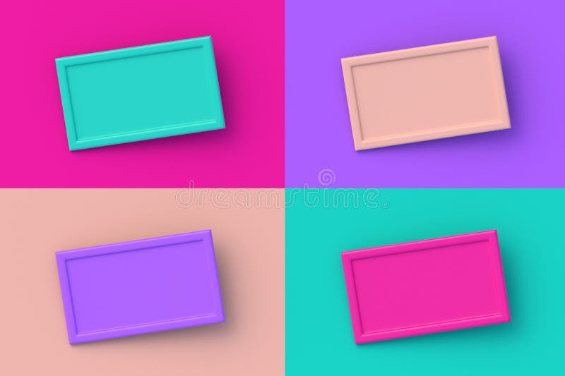 Set of Four Different Color Photo Frame on Colorful Segmental ...