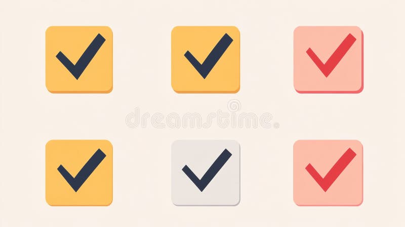 A Set of Four Different Colored Buttons with a Check Mark Stock ...