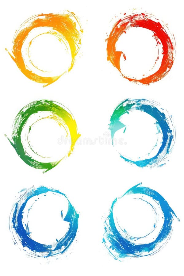 A Set of Four Different Colored Circles on a Plain White Background ...