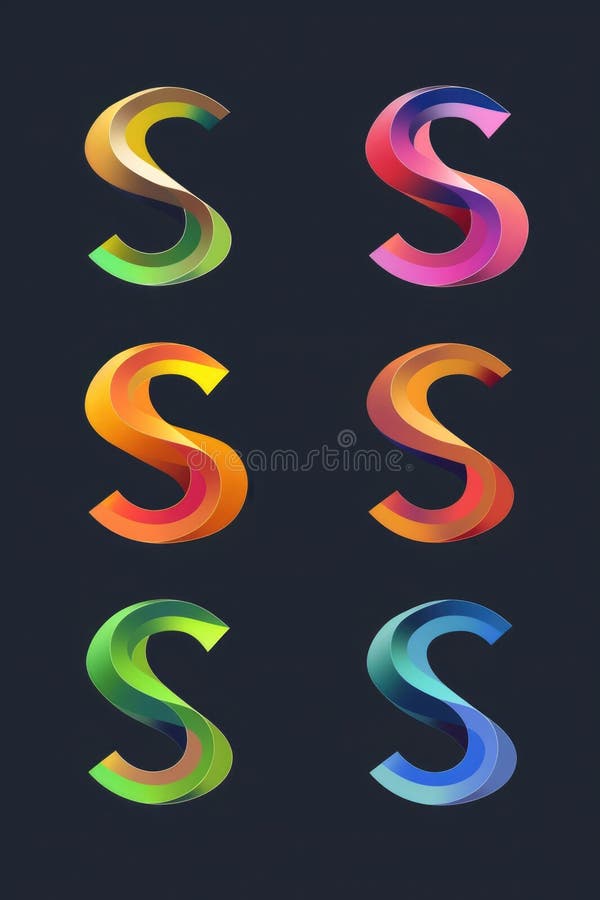 A Set of Four Different Colored 3D Letters Stock Illustration ...