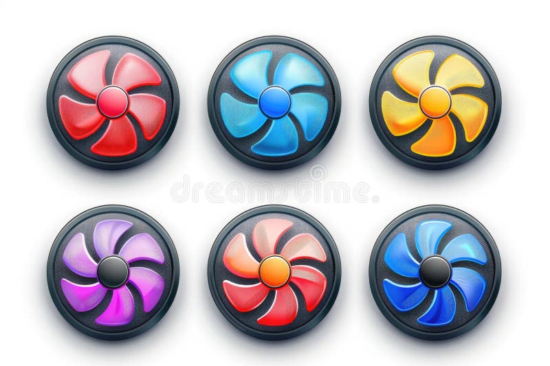 A Set of Four Different Colored Fan Blades. Ideal for Illustrating ...