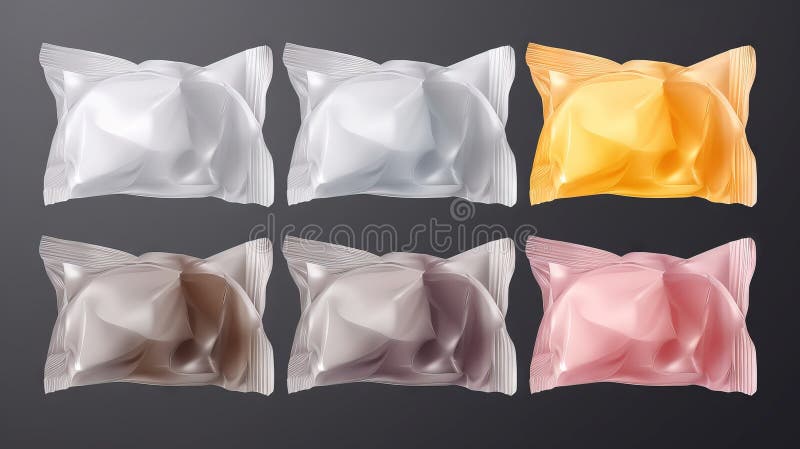 A Set of Four Different Colored Plastic Bags with Different Shapes and ...