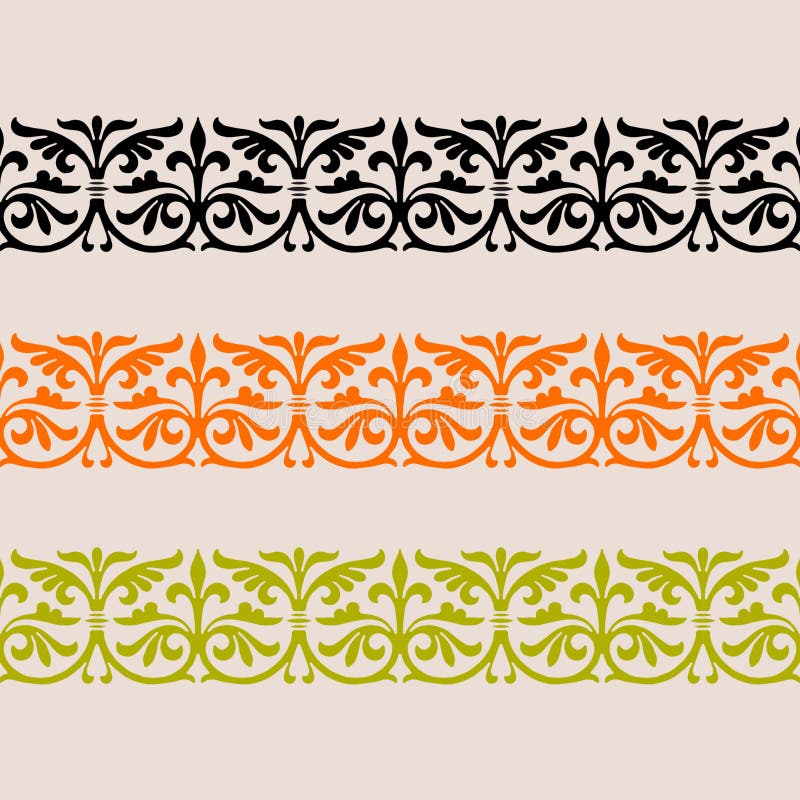 A Set of Four Different Colored Repeated Seamless Border Stock ...