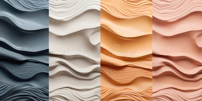 A Set of Four Different Colored Waves, AI Stock Photo - Image of ...