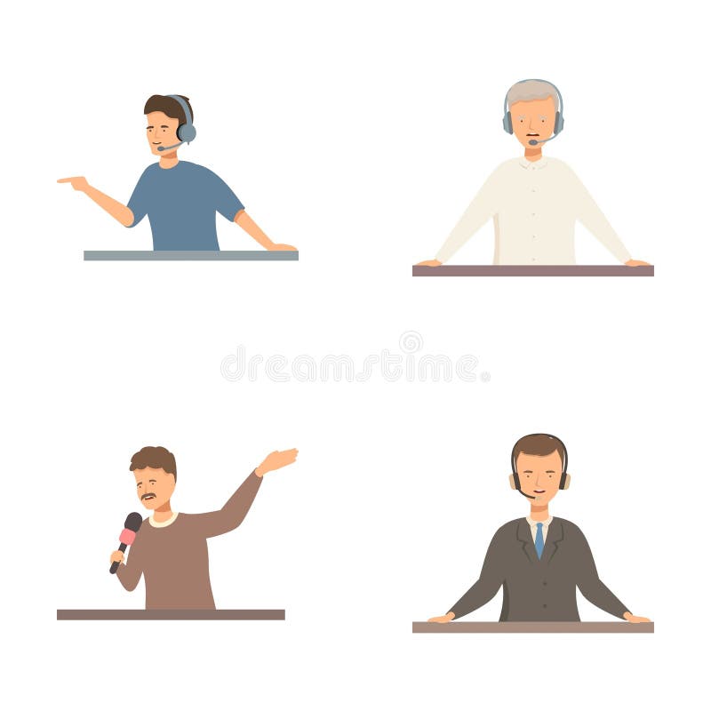 Set of Four Different Male Professionals Speaking and Presenting Stock ...