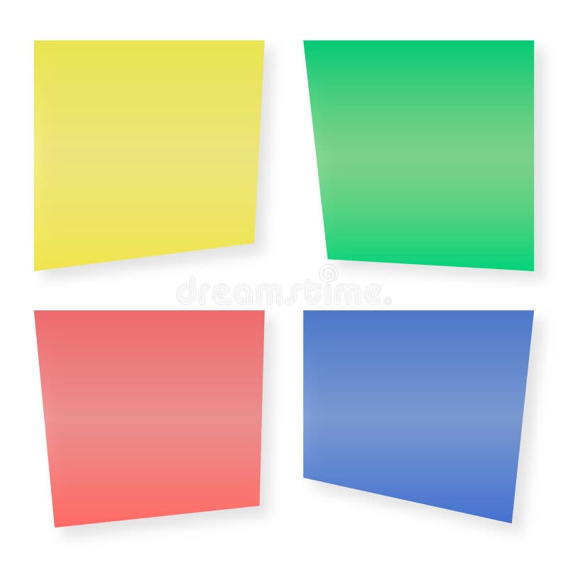 Set of Four Different Stickers - Blank Yellow Paper Illustration Stock ...