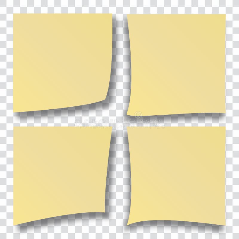 Set of Four Different Stickers - Blank Yellow Paper Illustration Stock ...