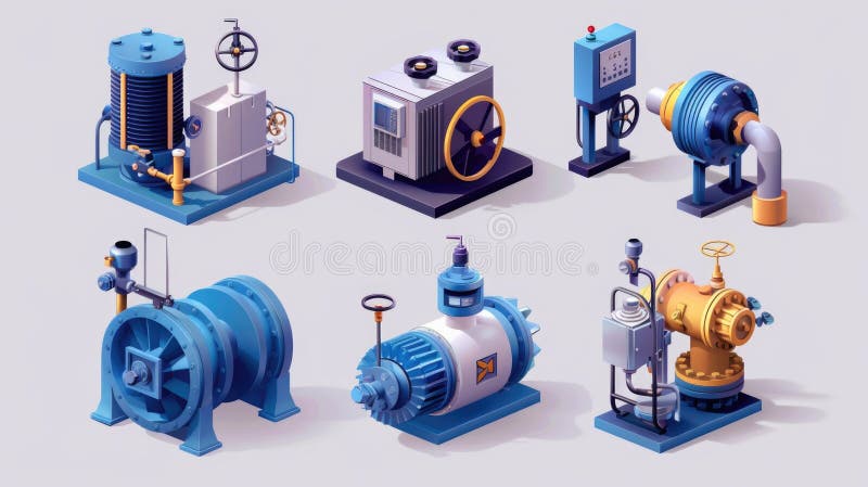 A Set of Four Different Types of Pumps. Suitable for Industrial ...