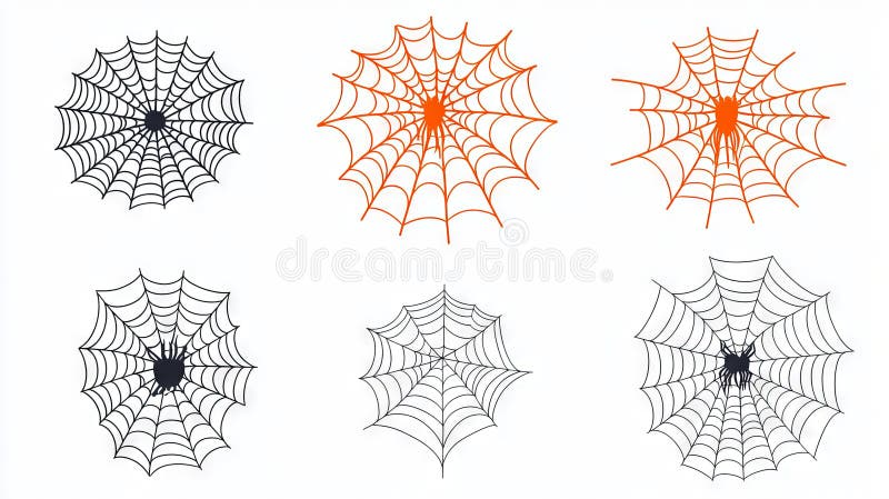 A Set of Four Different Types of Spider Webs Stock Image - Image of ...