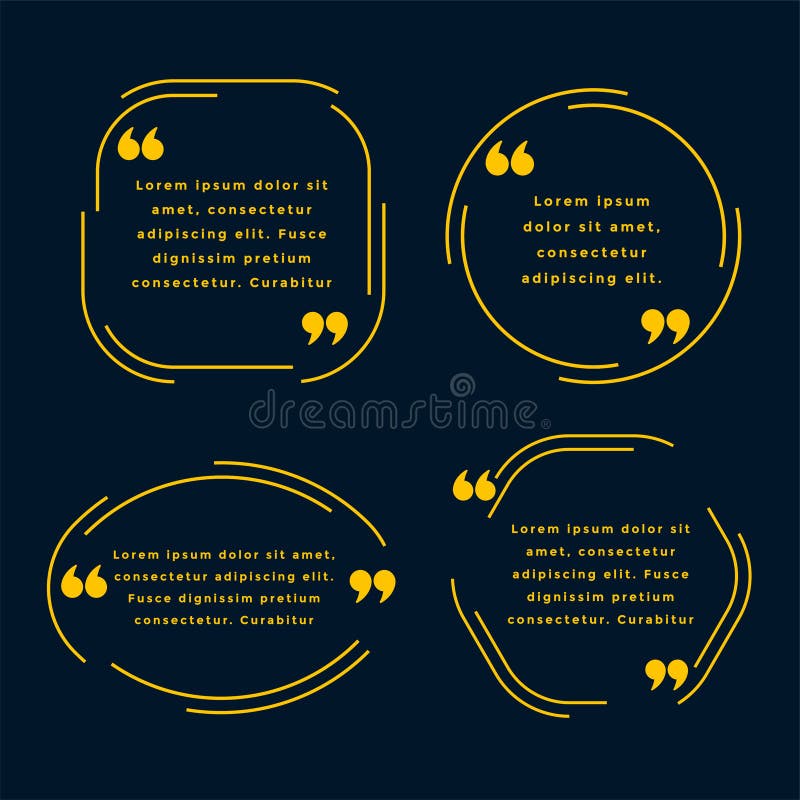 Set of Four Double Inverted Comma Sign Template Design Stock Vector ...