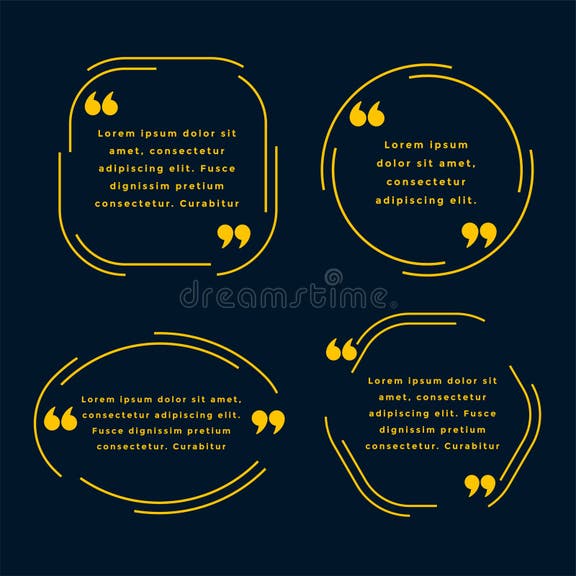 Set of Four Double Inverted Comma Sign Template Design Stock Vector ...