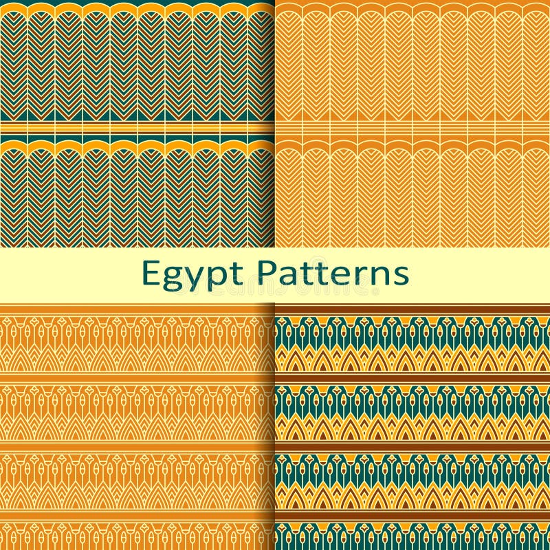 Set of Four Egypt Traditional Coloured Patterns Stock Vector ...