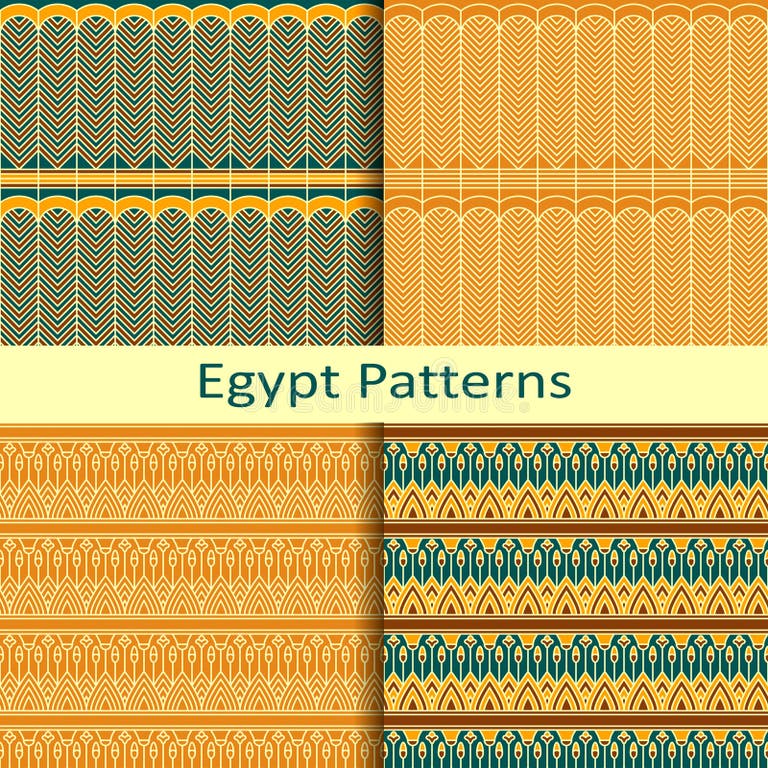 Set of Four Egypt Traditional Coloured Patterns Stock Vector ...