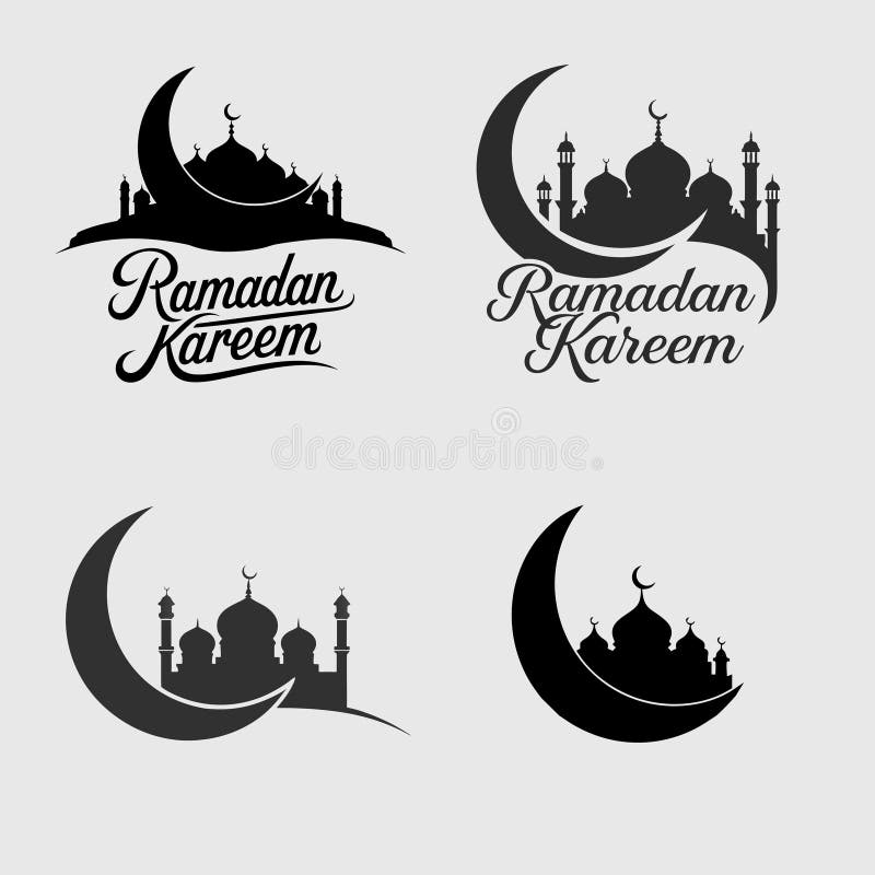 A Set of Four Elegant Black and White Logos of Ramadan Stock ...