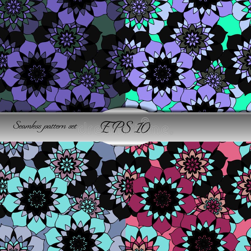 Set of Four Elegant Seamless Patterns Stock Vector - Illustration of ...