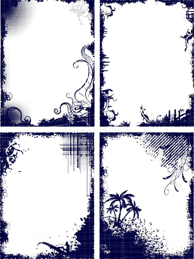 Set of Four Frames in Grunge Style Stock Vector - Illustration of ...