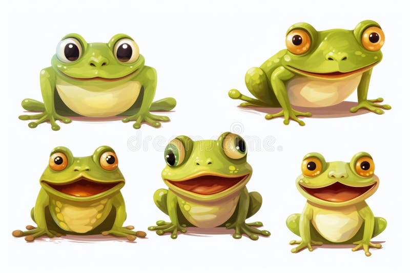 A Set of Four Frogs with Different Expressions. Perfect for Various ...