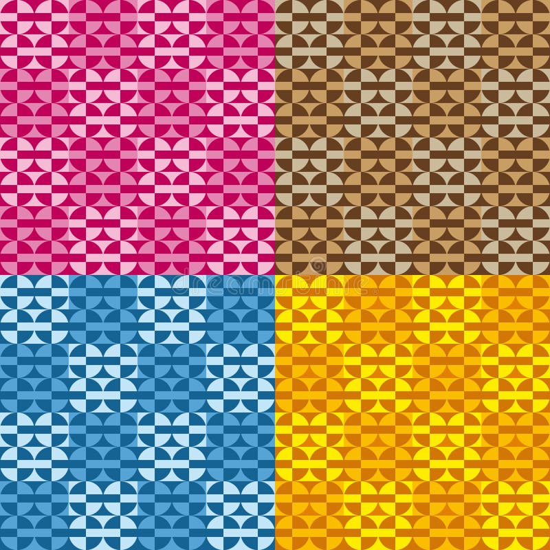 Set Four Fun Geometric Patterns with Colorful Circles and Rectangles ...