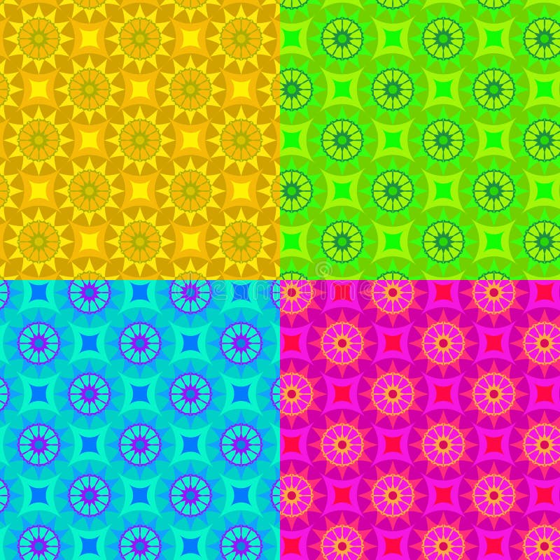 Set Four Fun Geometric Patterns Stock Vector - Illustration of graphic ...