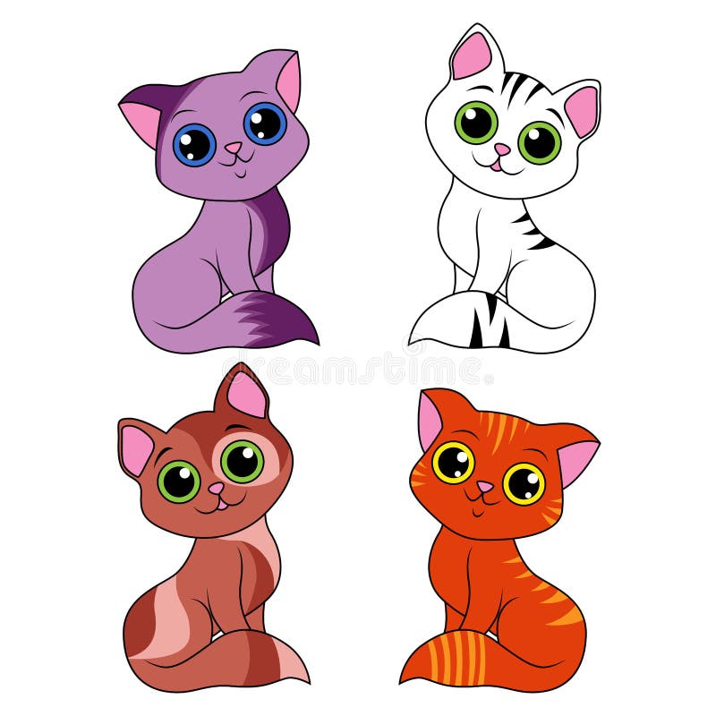 Four Cats White Background Stock Illustrations – 387 Four Cats White ...