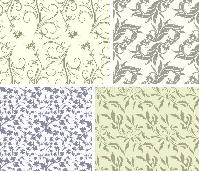Set of Four Gentle Color Floral Seamless Patterns Stock Vector ...