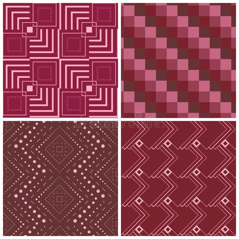 Set Four Geometric Square Seamless Pattern Stock Vector - Illustration ...