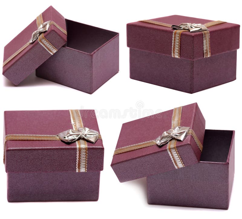 Set of Four Gift Boxes Isolated on White Stock Image - Image of isolate ...